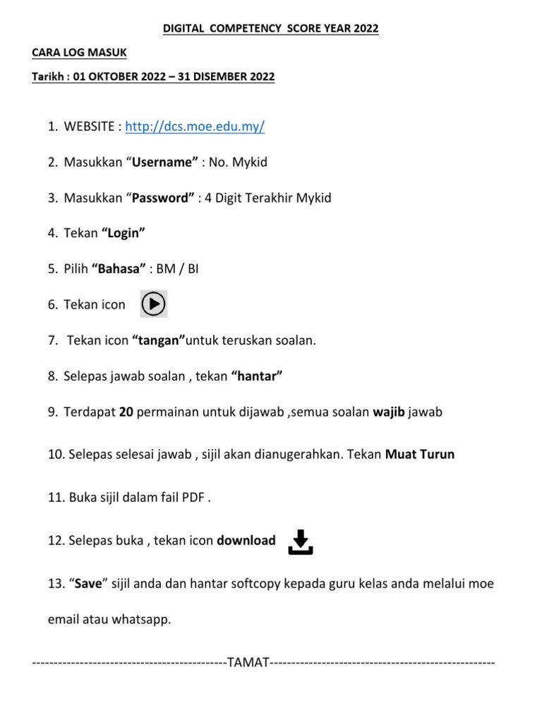 Cara Log in Murid DCS 2022 PDF | PDF