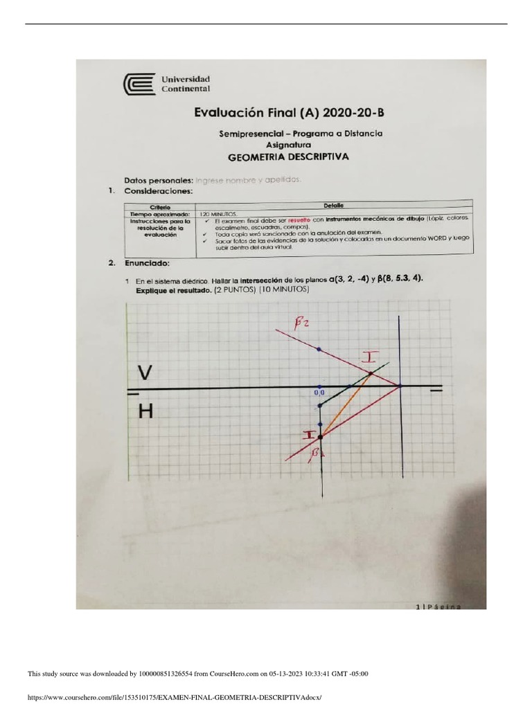 Examen Final Geometria Descriptiva | PDF