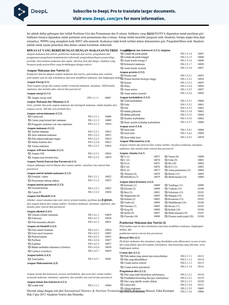 Terminologi IDNT Gizi dan Evaluasi | PDF | Kesehatan Holistik | Sains ...