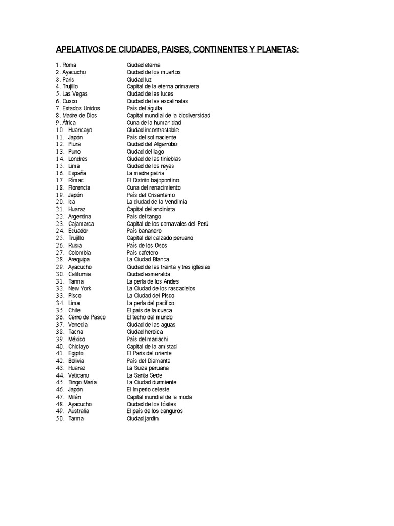 APELATIVOS | PDF | Perú | Lima
