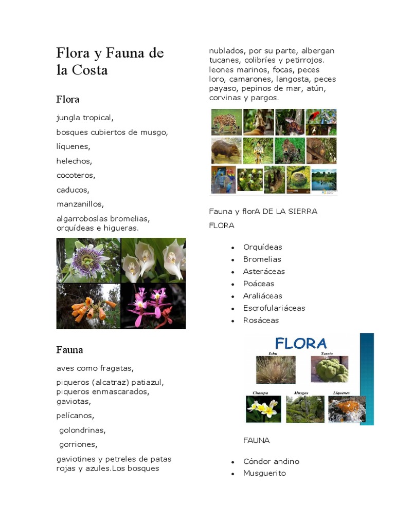 Flora y Fauna de La Costa | PDF | Islas Galápagos | Organismos