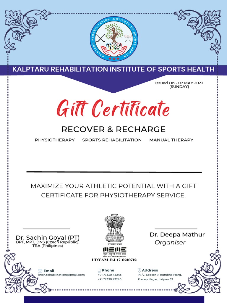Krish - Edu Learn Certificate | PDF | Gift Card | Physical Therapy
