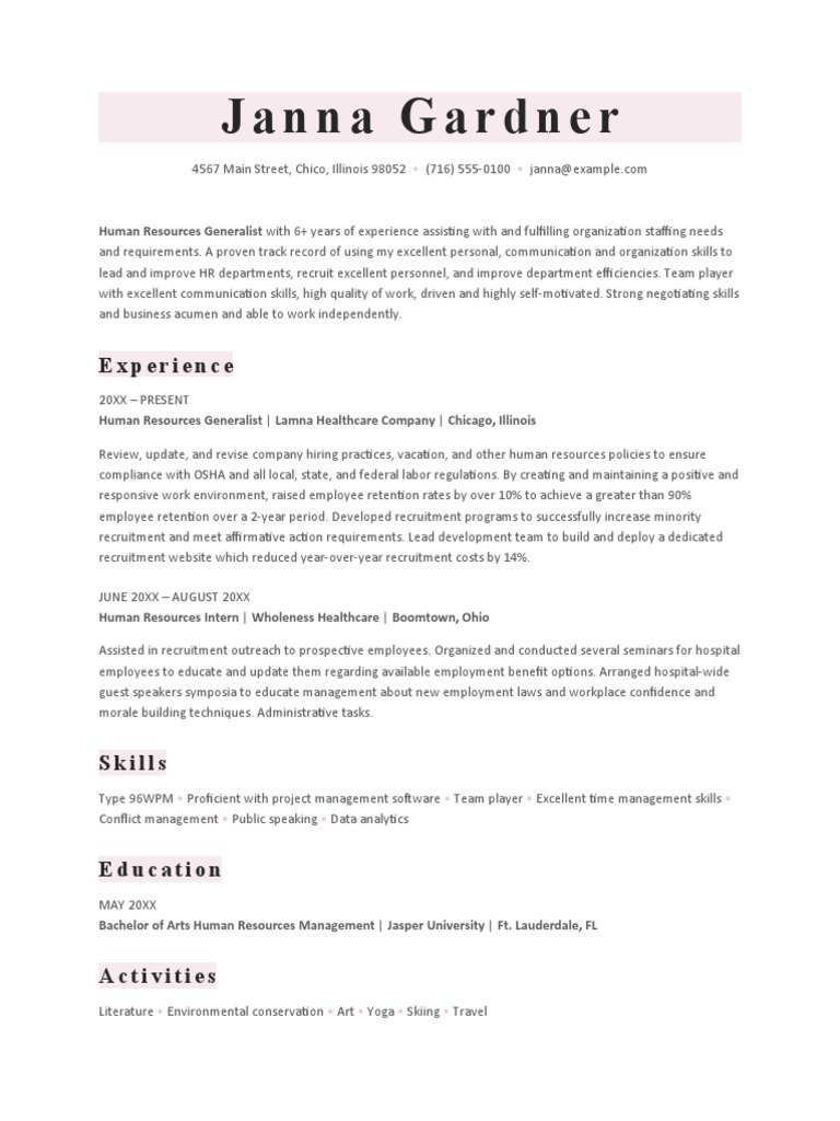 ATS Classic HR Resume | PDF