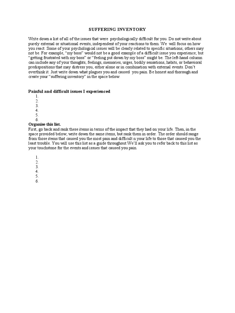 Suffering Inventory | PDF
