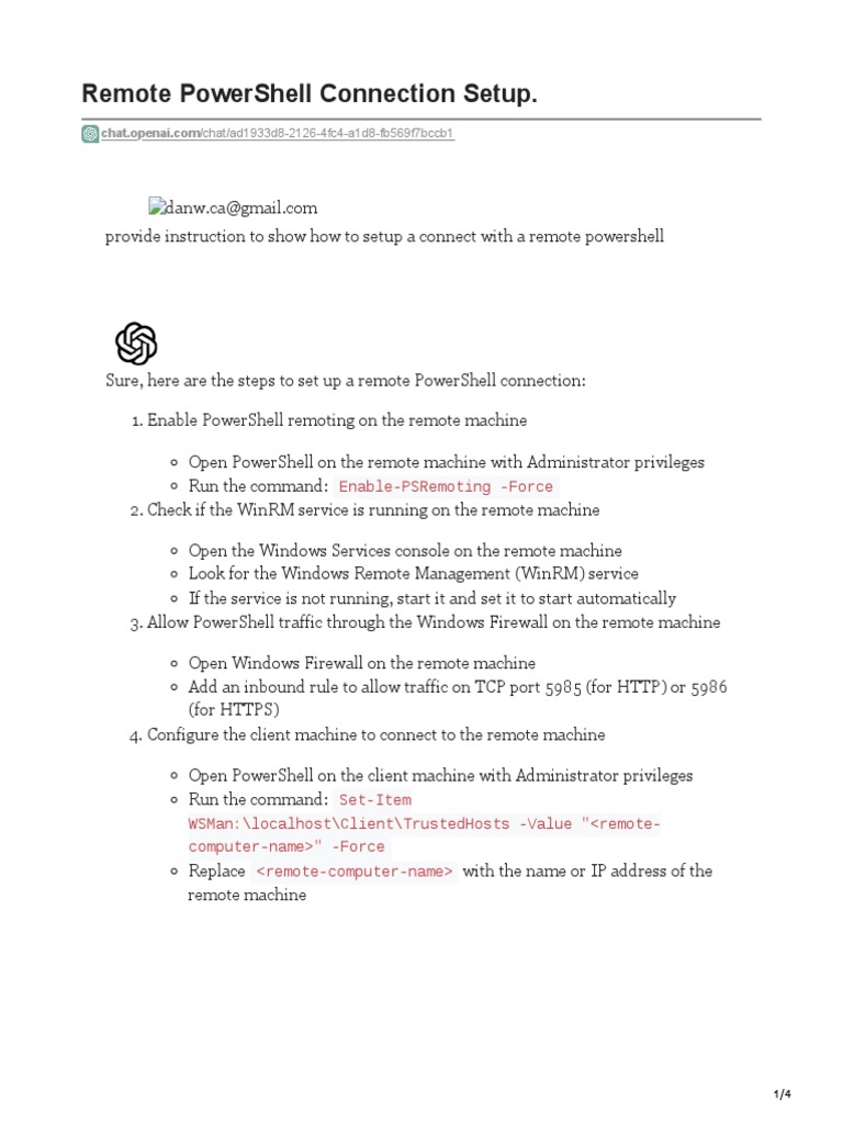 Remote PowerShell Connection | PDF | Superuser | Software