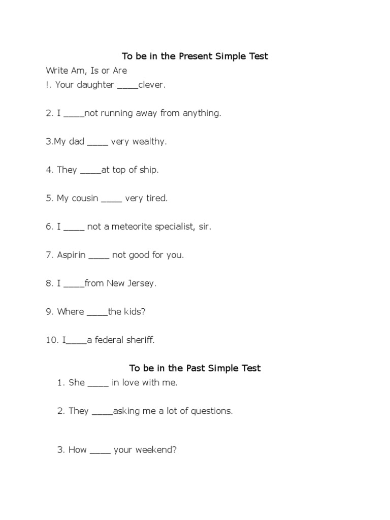 To-be-in-the-Present-Simple-Test | PDF
