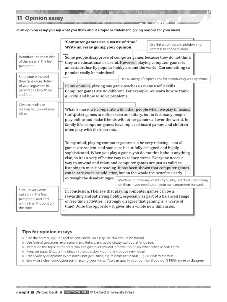 Opinion Essay Information Sheet | PDF