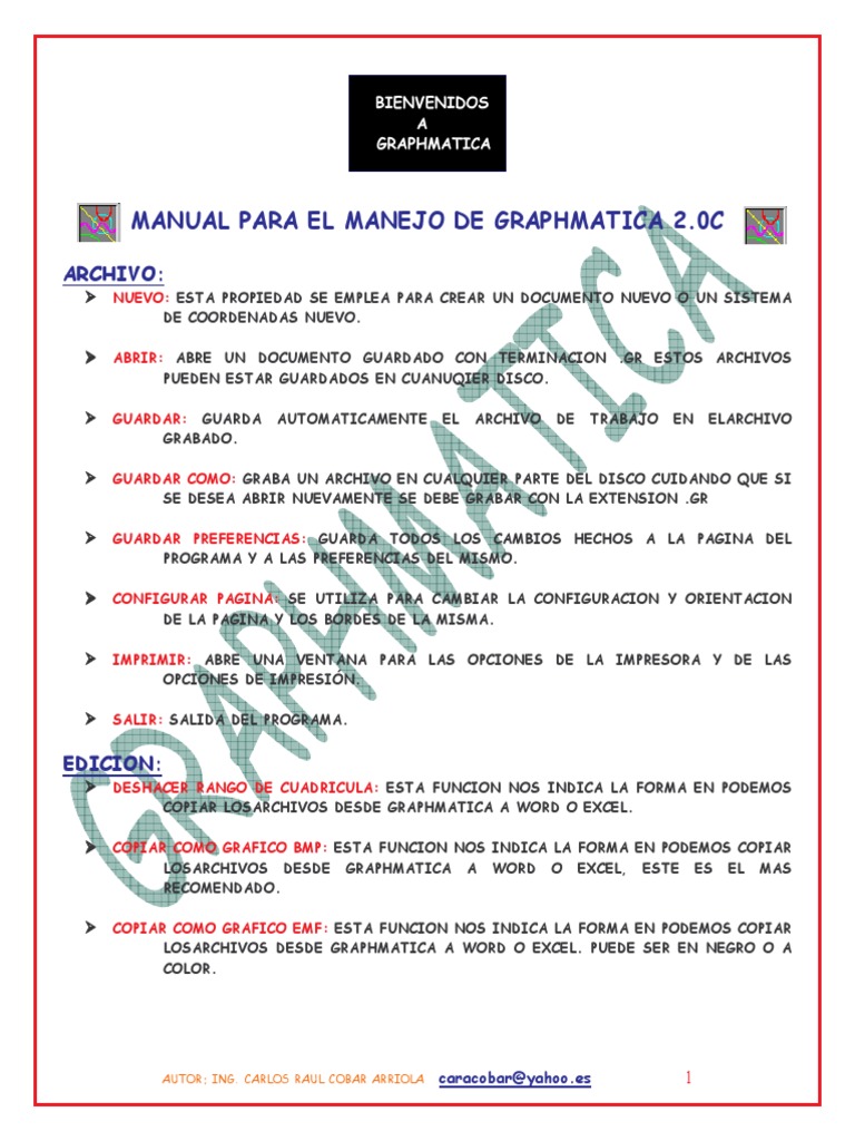 Manual de Graphmatica 2.0C | PDF | Integral | Derivado