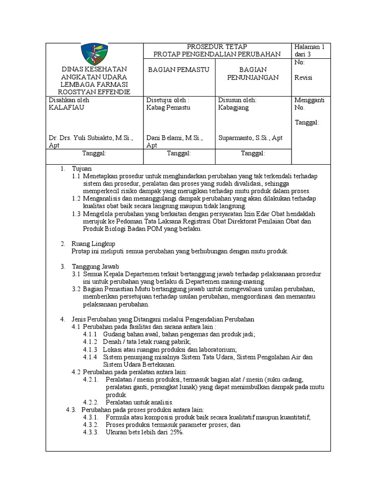 Contoh Pengendalian Perubahan AHU Sefa | PDF