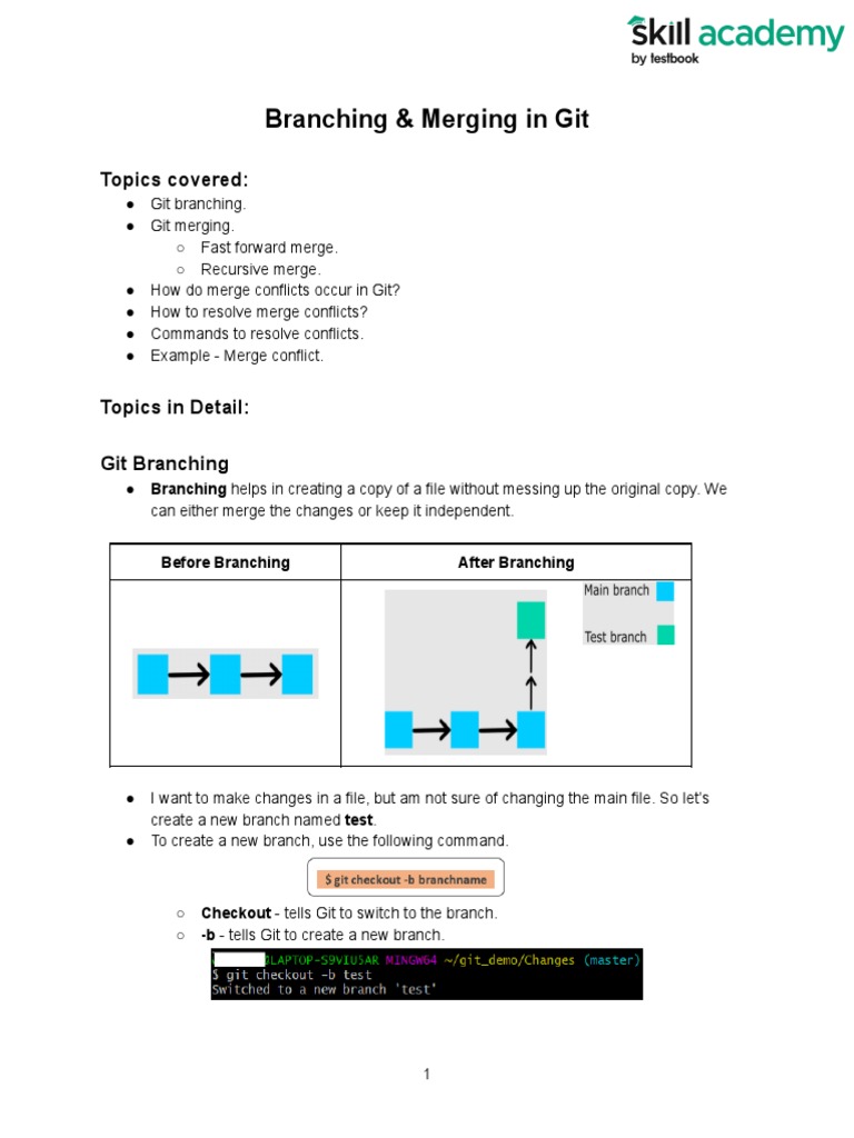 Operations With Git Branch - Notes PDF | PDF Operations With Git Branch - Notes PDF | PDF