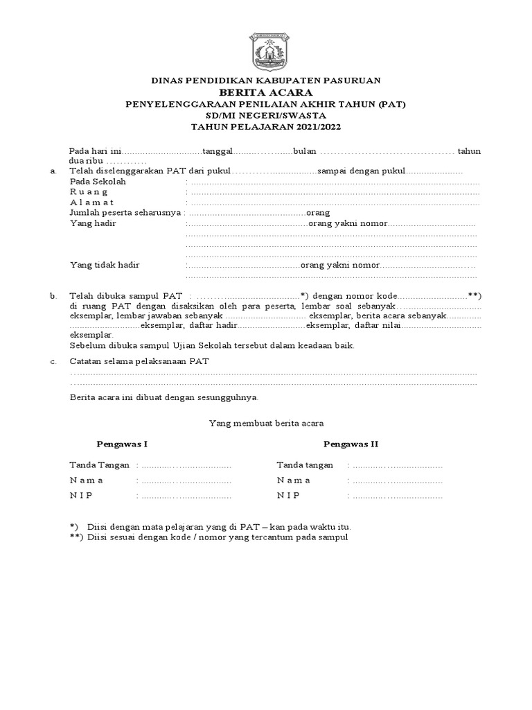 Berita Acara Pat | PDF
