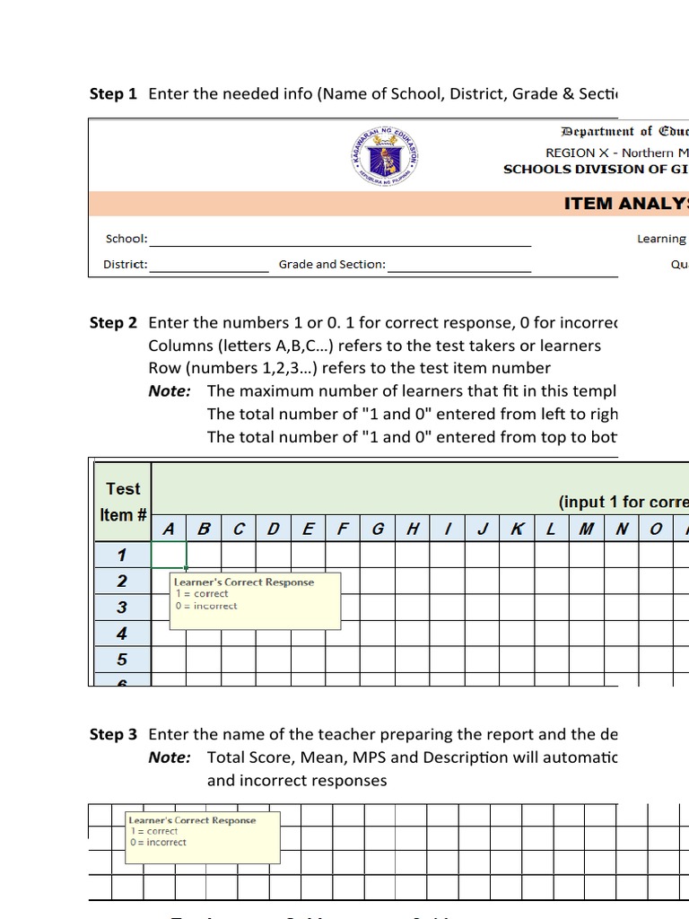 Item Analysis Template | PDF | Cognition | Cognitive Science