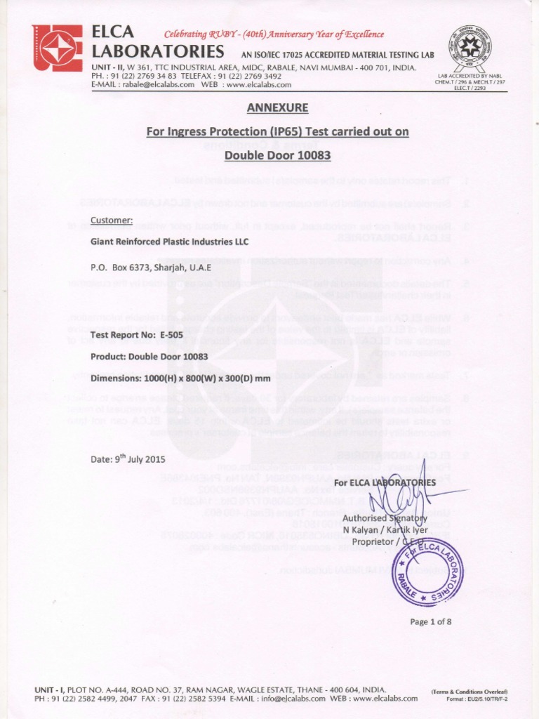 Type Test Report IP65 | PDF