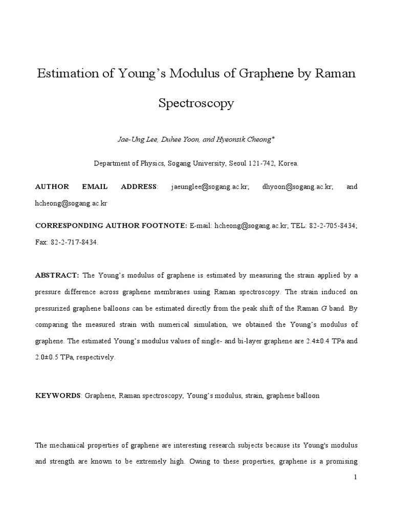 Graphene Youngs Modulus | PDF | Graphene | Raman Spectroscopy