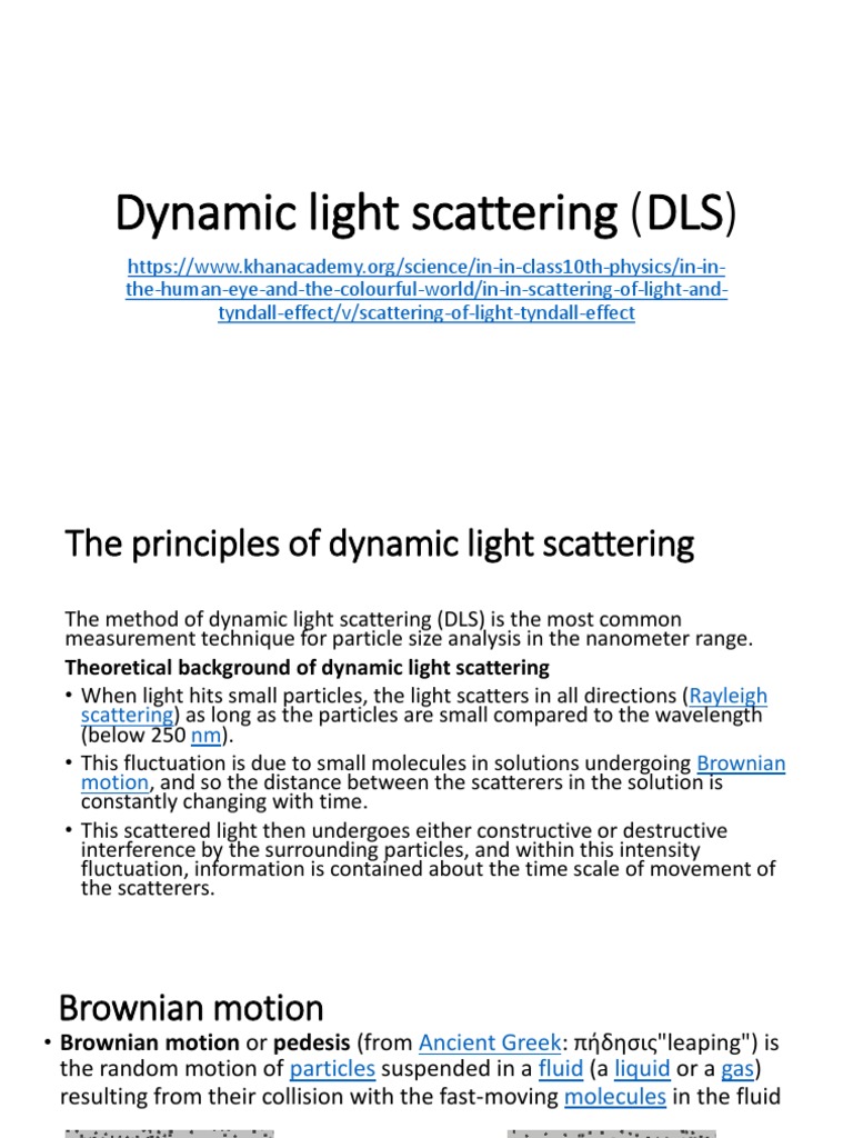 Dynamic Light Scattering (DLS) | PDF | Scattering | Brownian Motion