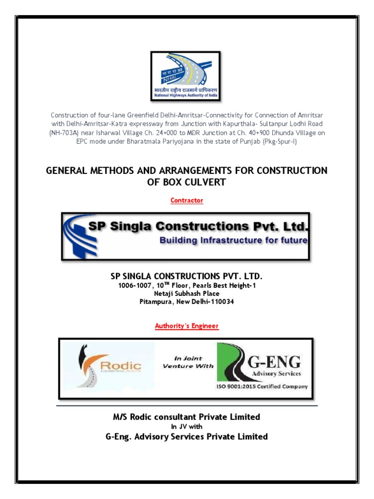 Box Culvert Methodology - R0 | PDF | Concrete | Building Engineering