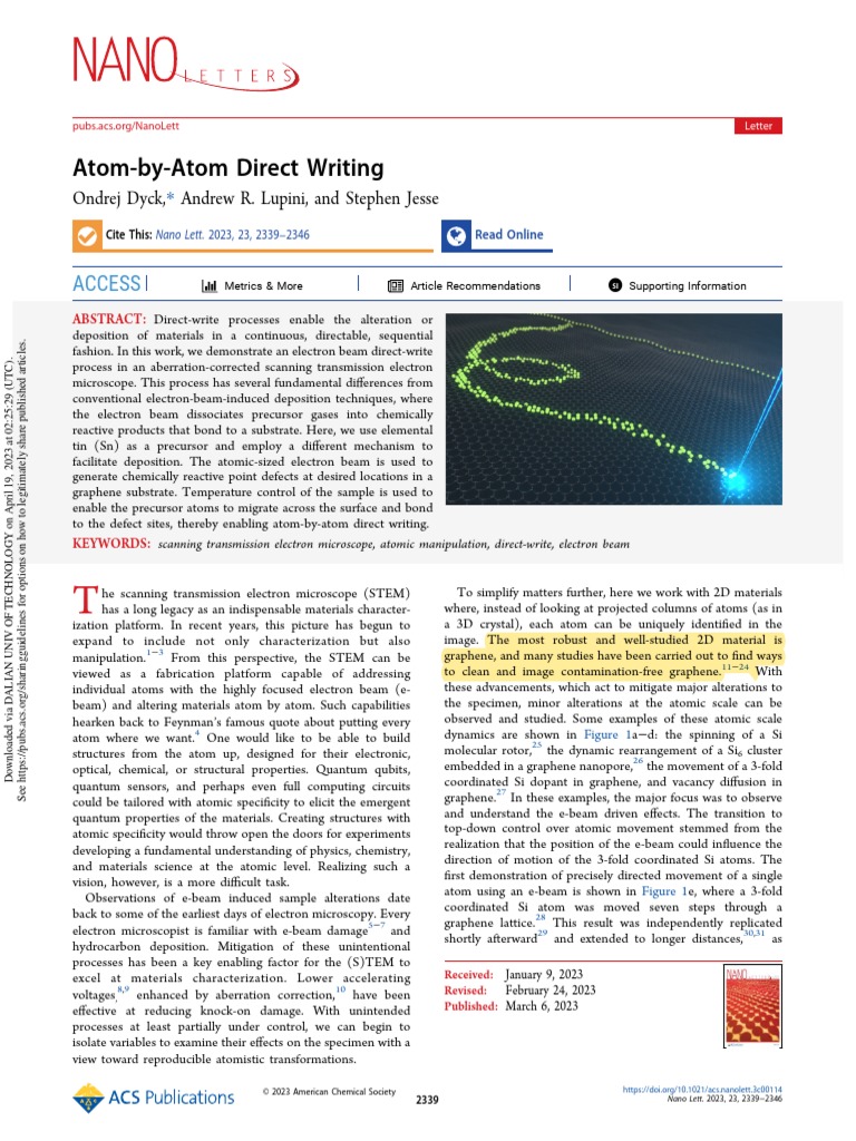 Acs Nanolett 3c00114 | PDF | Graphene | Nanoparticle