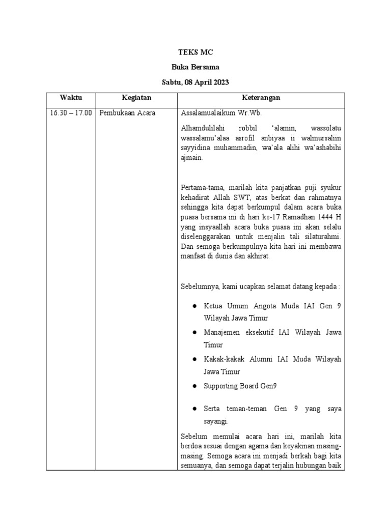 TEKS MC Bukber | PDF