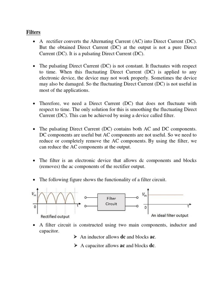 Filters in Rectifier Circuits | PDF | Rectifier | Capacitor