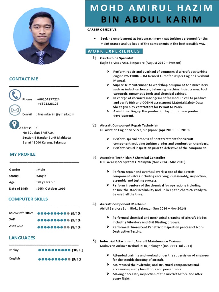 Resume Hazim Karim PDF | PDF | Aircraft | Gas Turbine