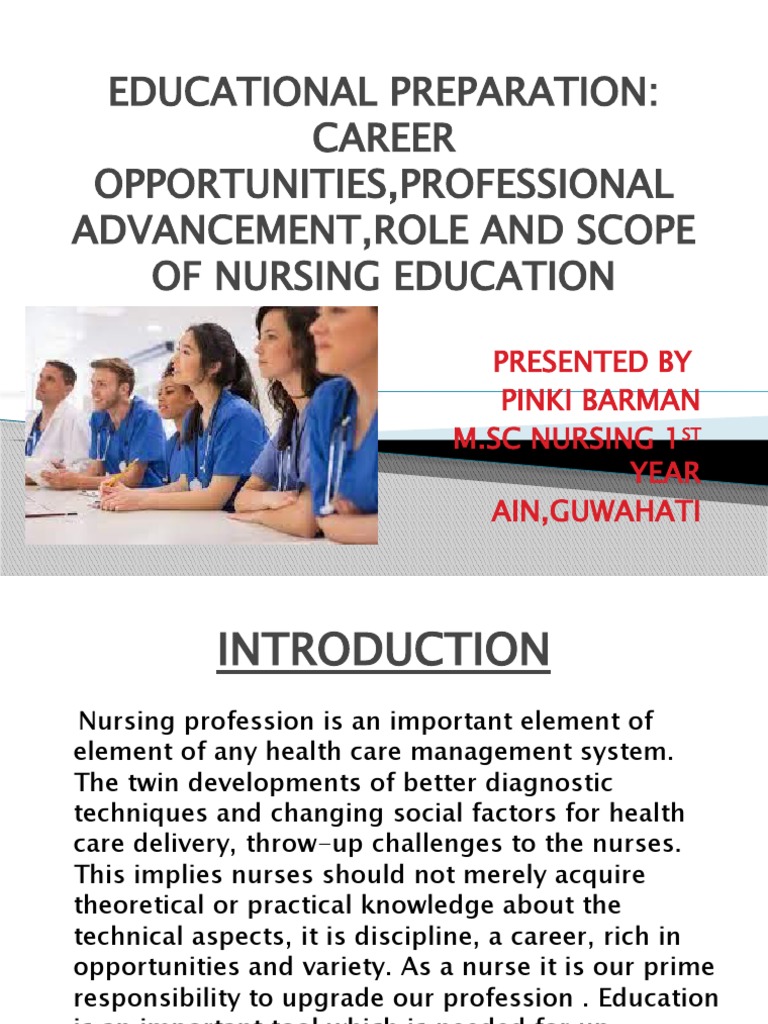 Educational Preparation: Career Opportunities, Professional Advancement, Role and Scope of ...