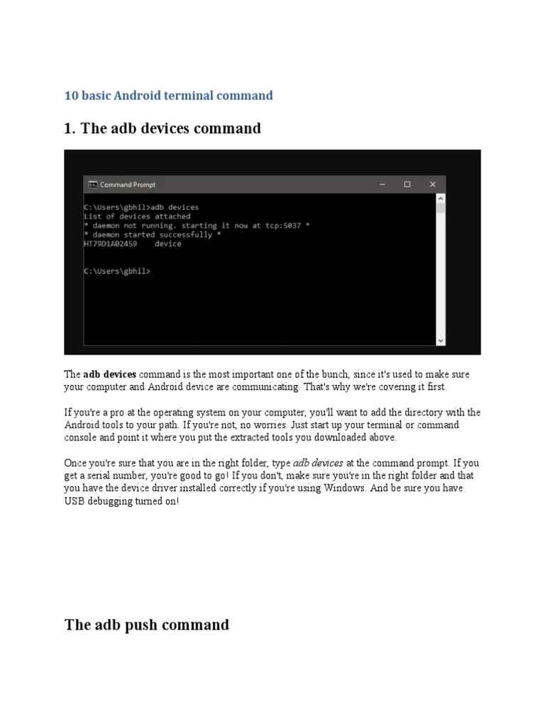 The Adb Push Command Pdf Computer File Command Line Interface
