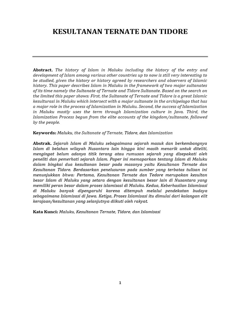 Sejarah Kesultanan Ternate dan Tidore | PDF