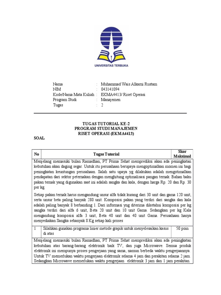 TGS 2 Riset Oprasi | PDF