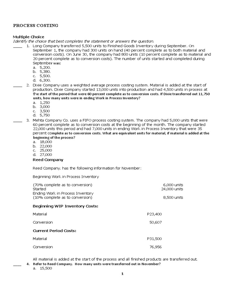 Process Costing | PDF | Business Process Management | Supply Chain Management