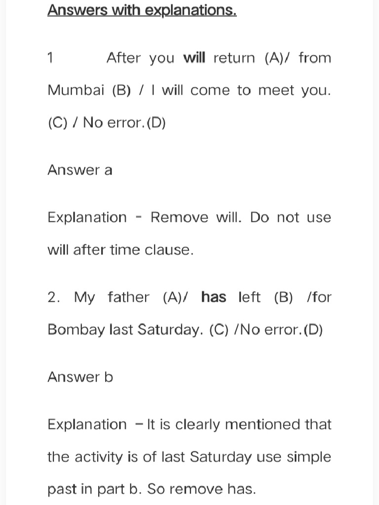 Answer Key (Editing) PDF | PDF
