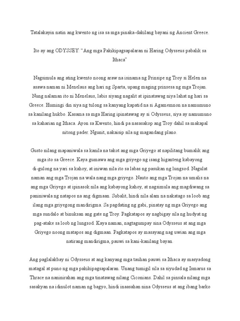 Odyssey Buod at Moral | PDF