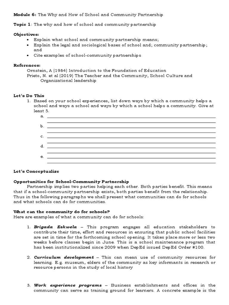 PRED Module 6 | PDF | Schools | Community