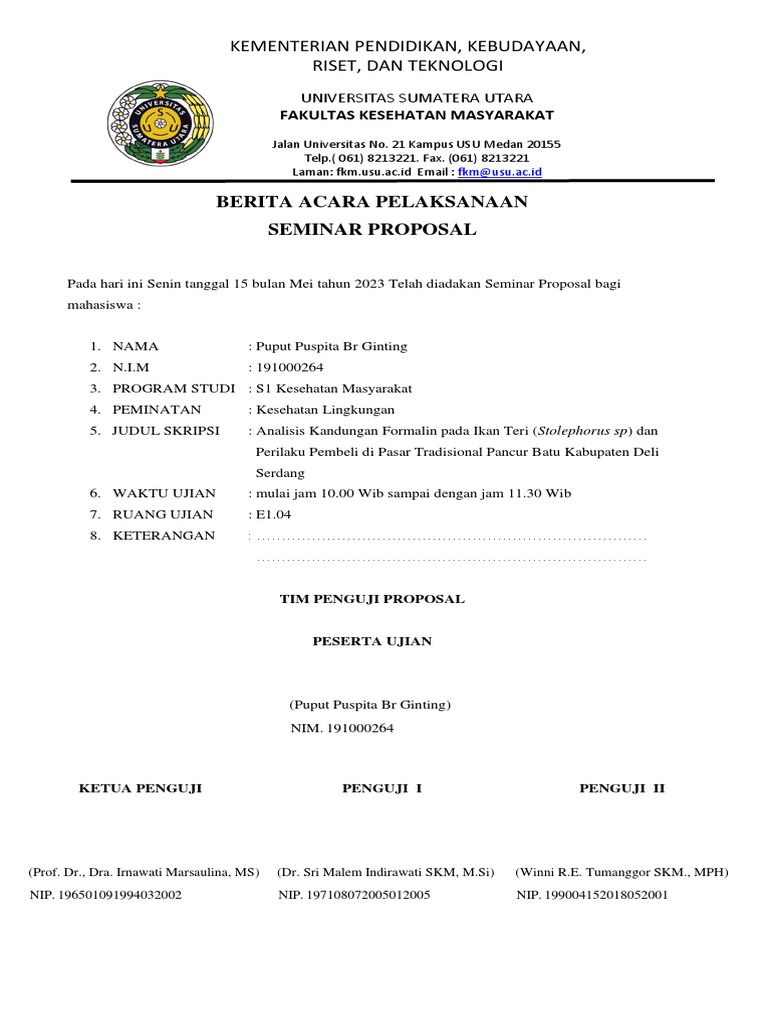 Blanko Berita Acara Proposal Puput | PDF