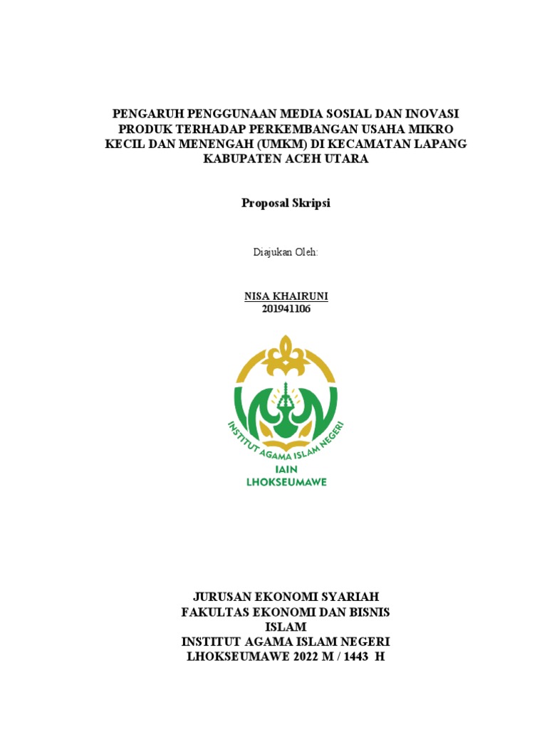 Proposal Nisa Khairuni - 201941106 | PDF | Bisnis