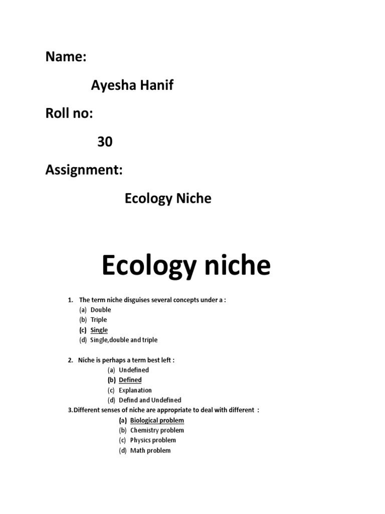 Ecology Niche | PDF
