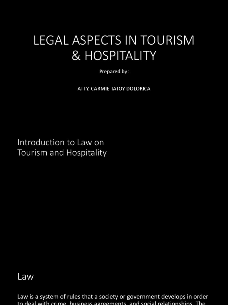 1 - Introduction To Law On Tourism and Hospitality | PDF | Search ...