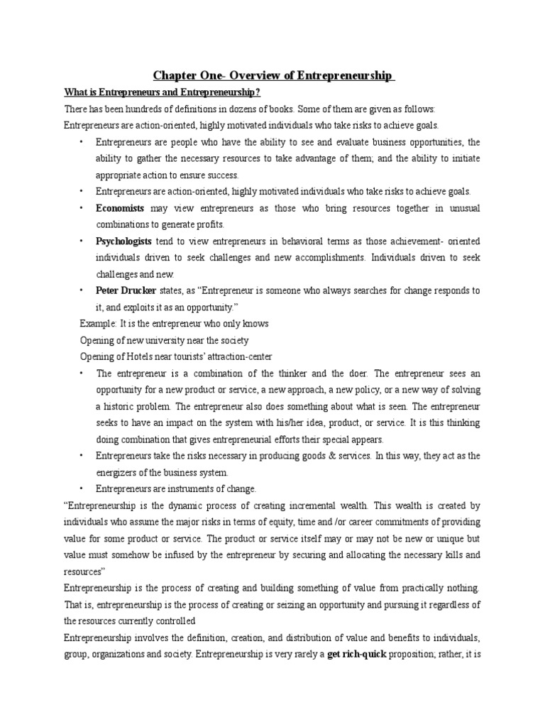 Chapter 1 and 2 Entre | PDF | Entrepreneurship | Business Plan