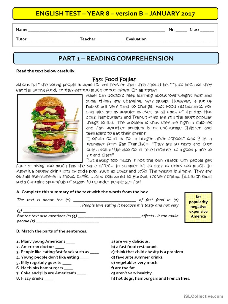 3rd Exam | PDF | Fast Food | Hamburgers