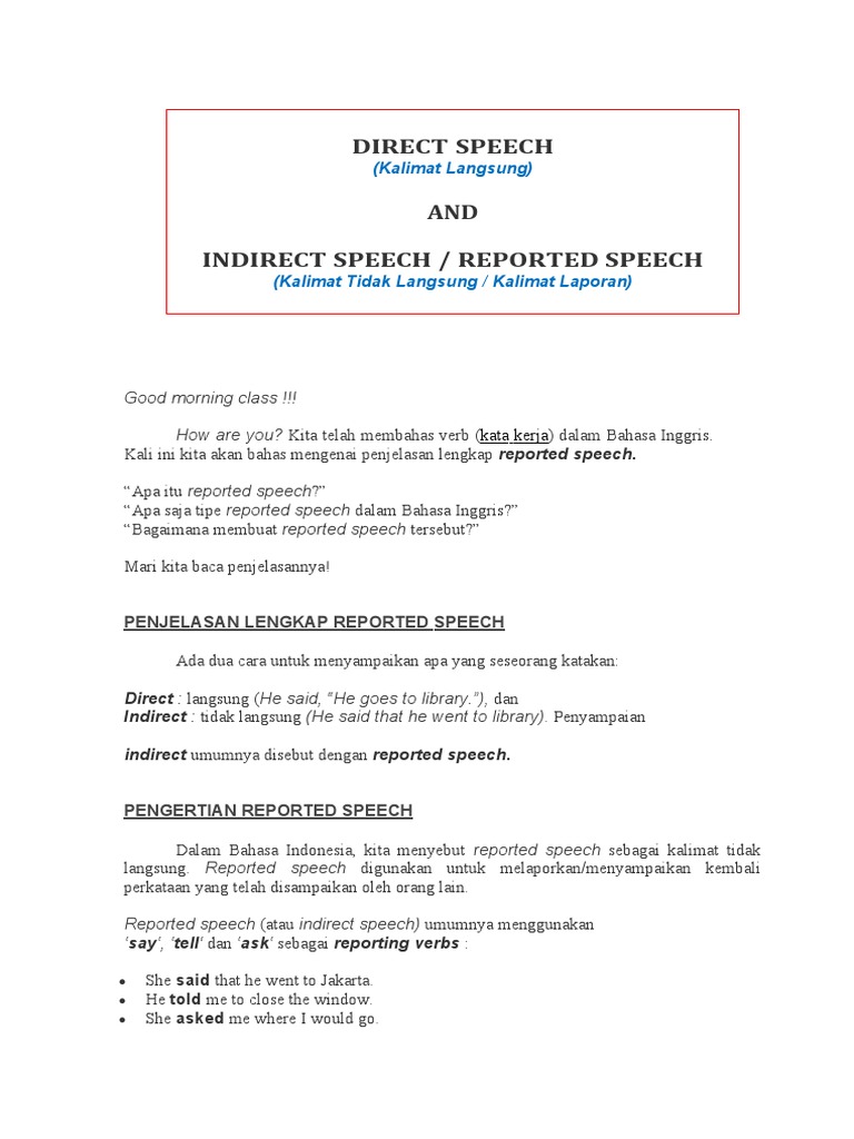 Comprehensive Guide to Reported Speech | PDF