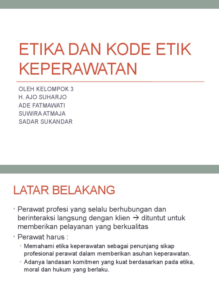 Etika Dan Kode Etik Keperawatan | PDF