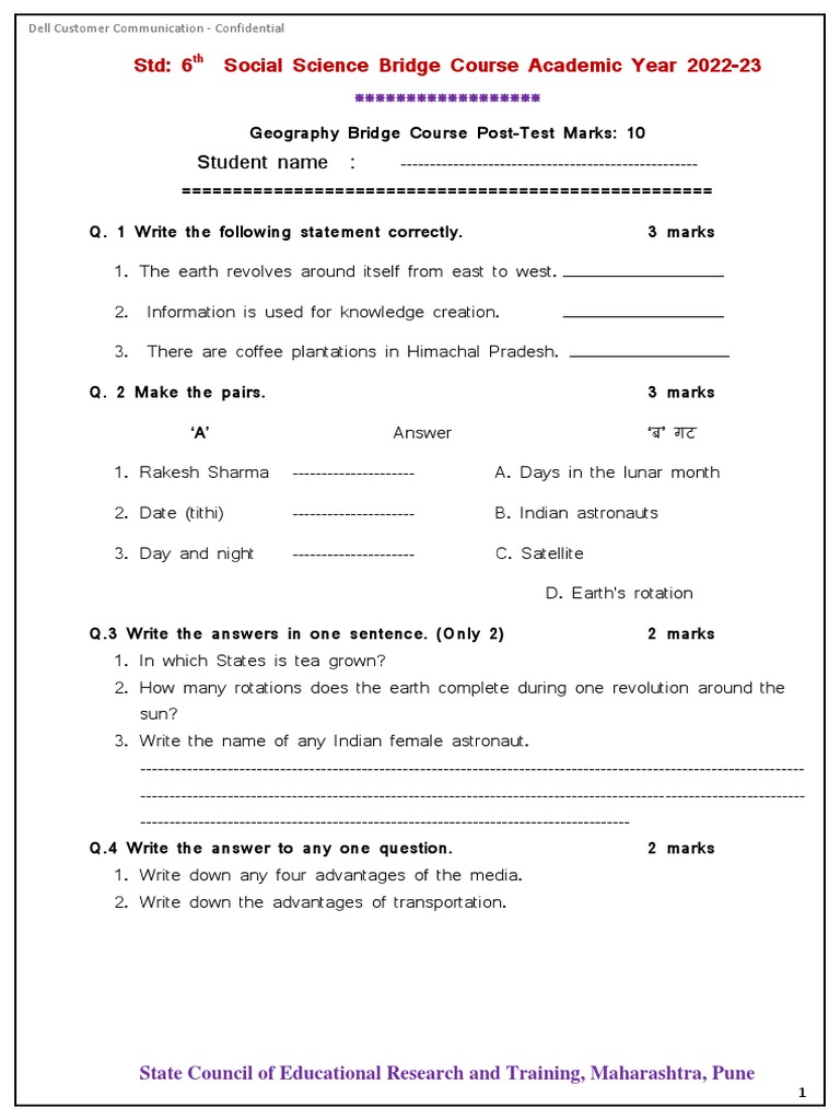 6th Grade Geography Bridge Course Test | PDF | Science | Astronomy