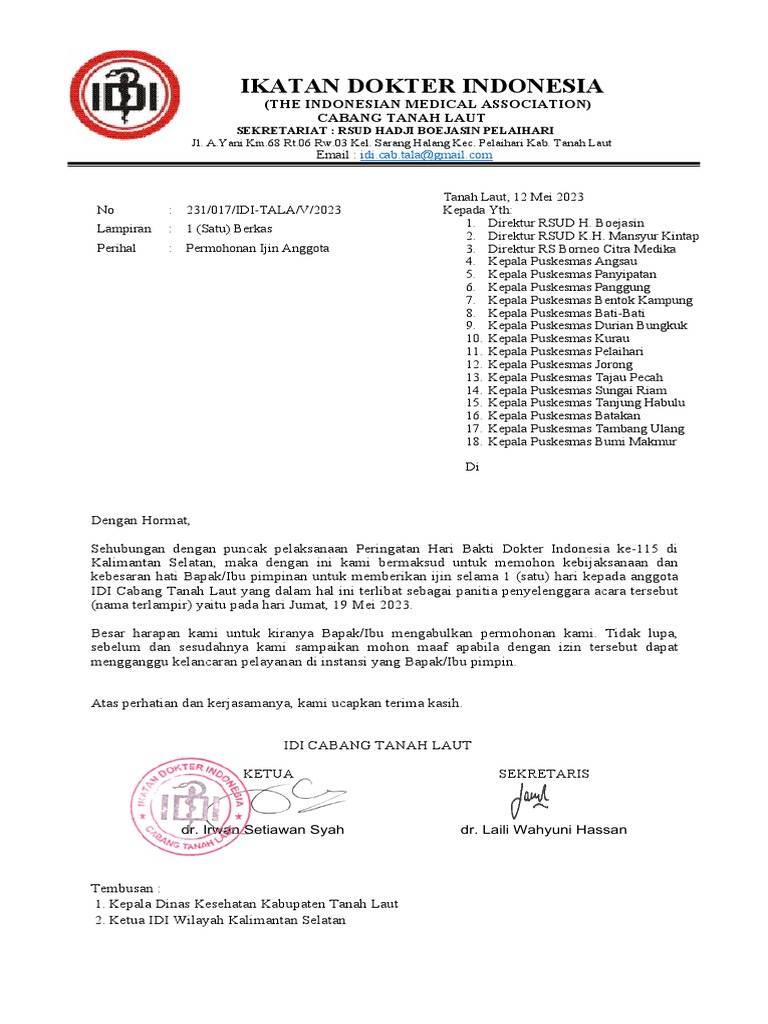 Surat Ijin Anggota Idi 1-1 | PDF