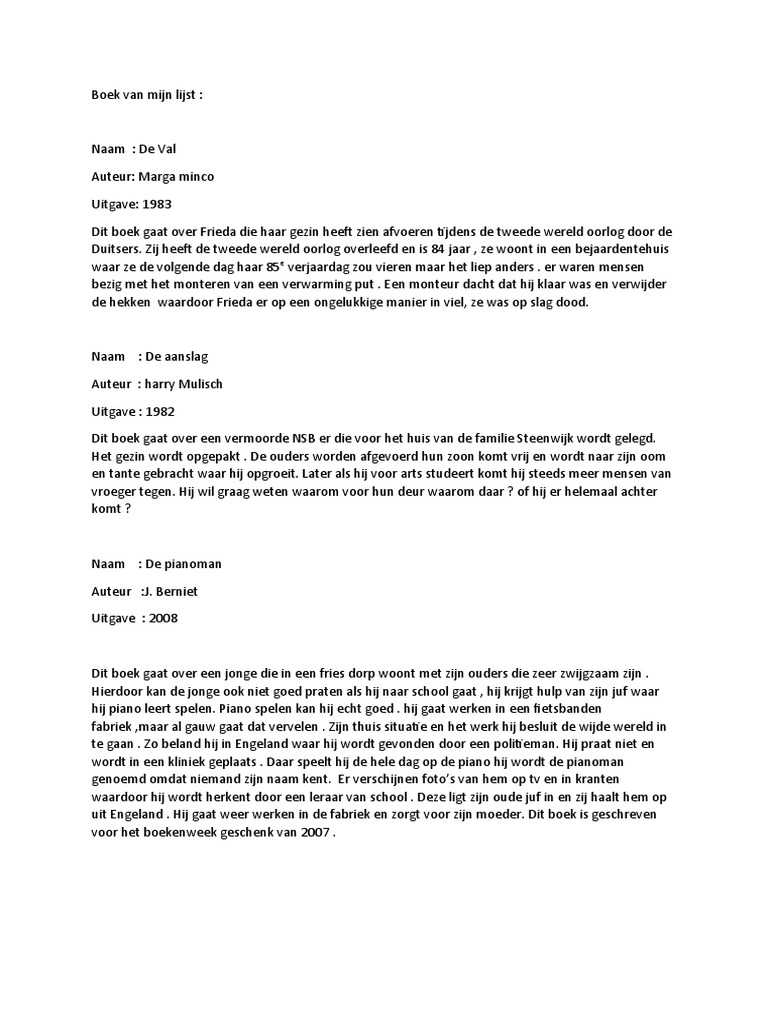 Boek Van Mijn Lijst | PDF