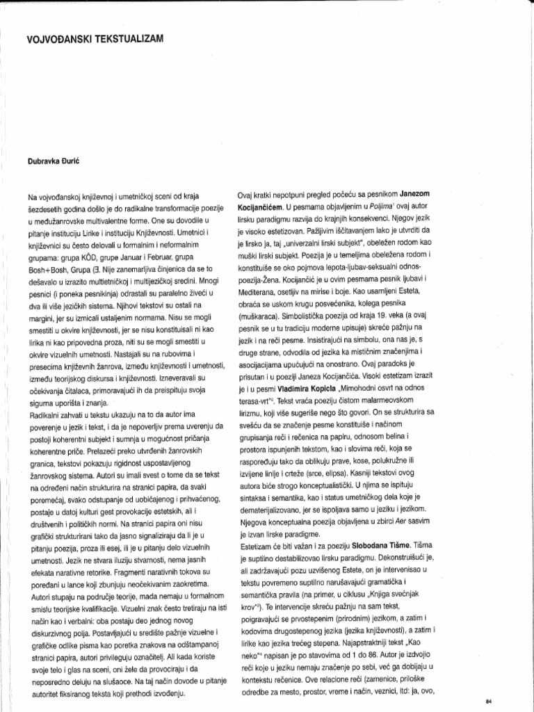 Vojvodjanski Tekstualizam PDF | PDF