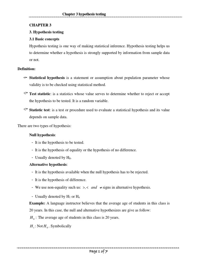 Chapter 3 Hypothesis Testing | PDF | Type I And Type Ii Errors ... Chapter 3 Hypothesis Testing | PDF | Type I And Type Ii Errors ...