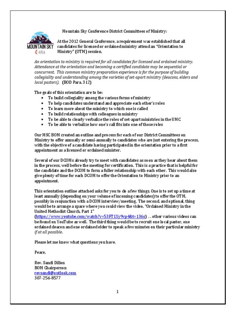 Orientation for Ministry Candidates | PDF