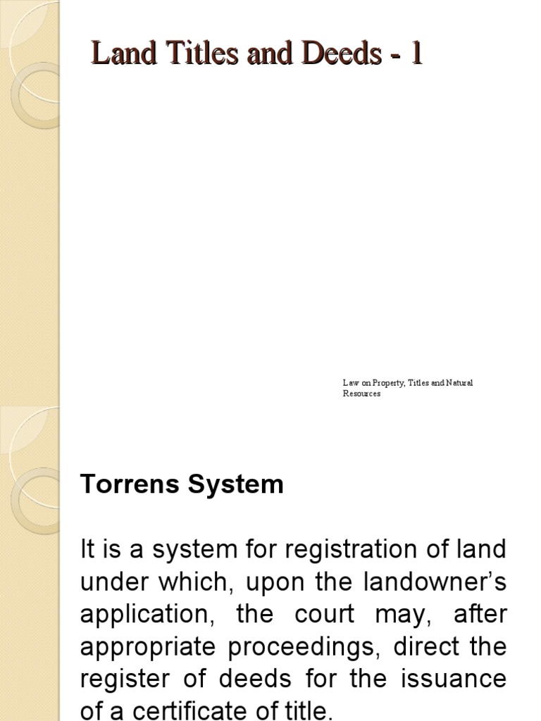 Land Titles And Deeds Pdf Judgment Law Title Property