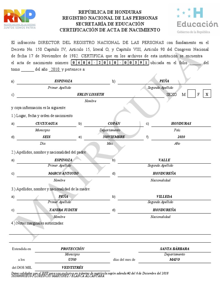 Matricula | PDF | Honduras | Gobierno
