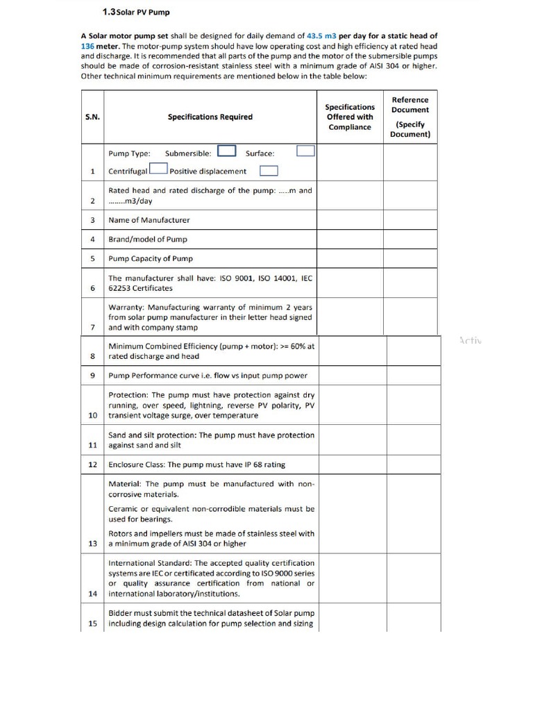 Pump Controller Specification | PDF