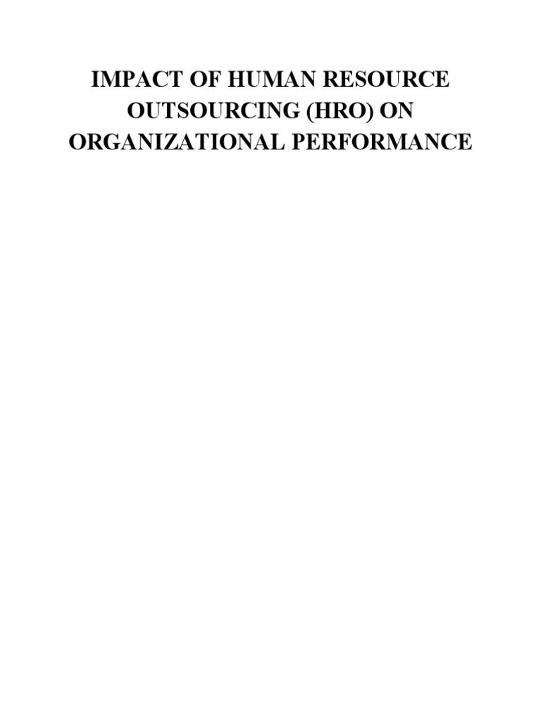 An Analysis of the Impact of Human Resource Outsourcing on ...